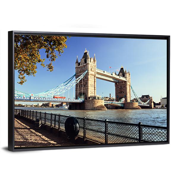 Side View Of Tower Bridge In London Canvas Wall Art - Tiaracle