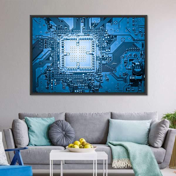 Computer Circuit Board Canvas Wall Art - Tiaracle