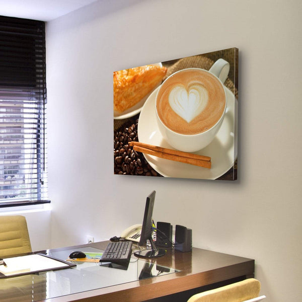 Cup Of Cafe Latte Canvas Wall Art - Tiaracle