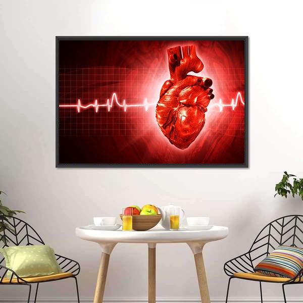 ECG Of Human Heart Canvas Wall Art - Tiaracle