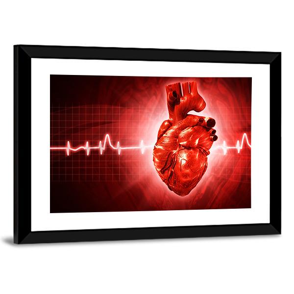 ECG Of Human Heart Canvas Wall Art - Tiaracle
