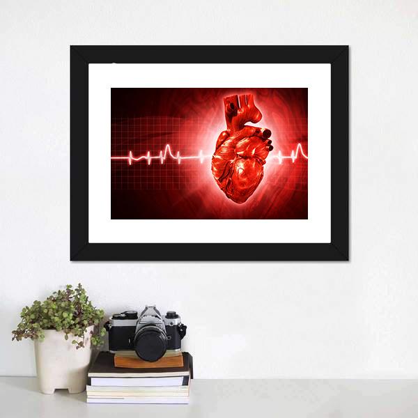 ECG Of Human Heart Canvas Wall Art - Tiaracle