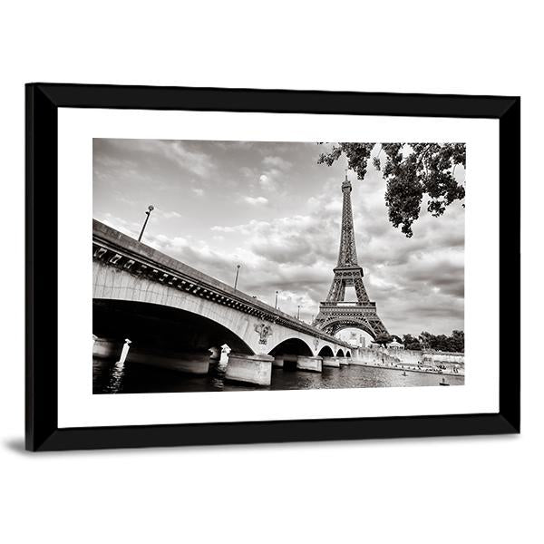 Eiffel Tower From Seine River Canvas Wall Art - Tiaracle