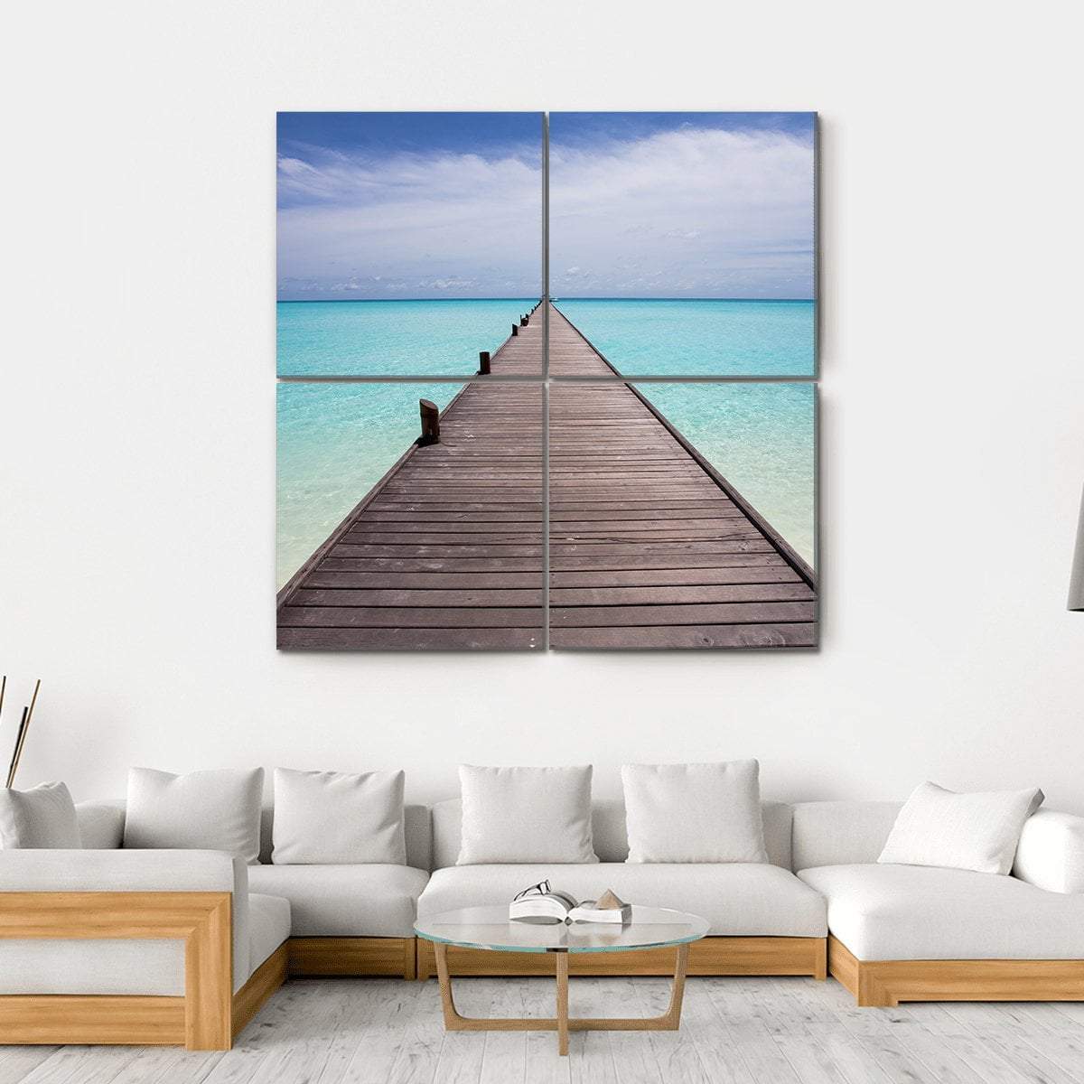 Endless Pier to Turquoise Horizon Canvas Wall Art - Tiaracle