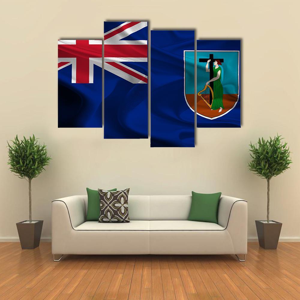 Montserrat Flag with Coat of Arms Canvas Wall Art - Tiaracle