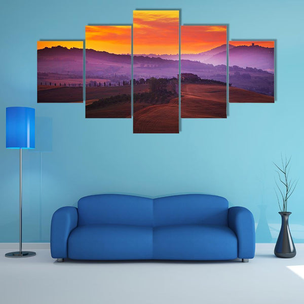 Tuscany at Sunset Canvas Wall Art - Tiaracle