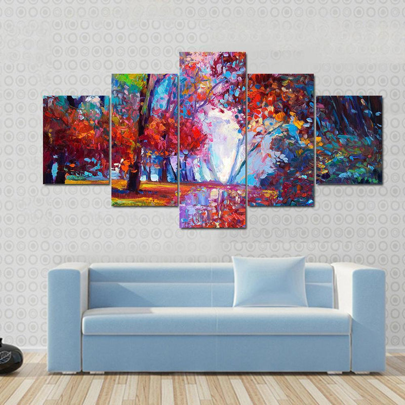 Autumn Forest Abstract Canvas Wall Art - Tiaracle