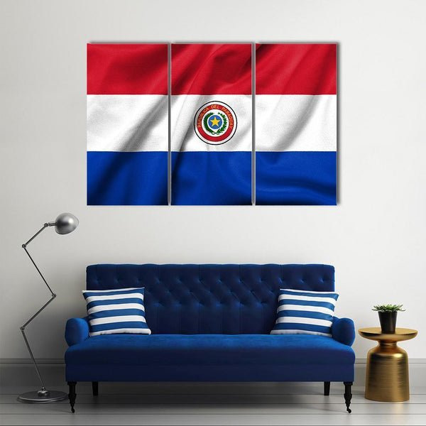 Waving Paraguay Flag Canvas Wall Art - Tiaracle