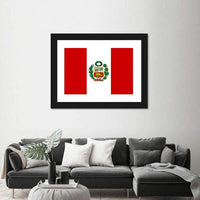 Peruvian Flag With National Emblem Canvas Wall Art - Tiaracle