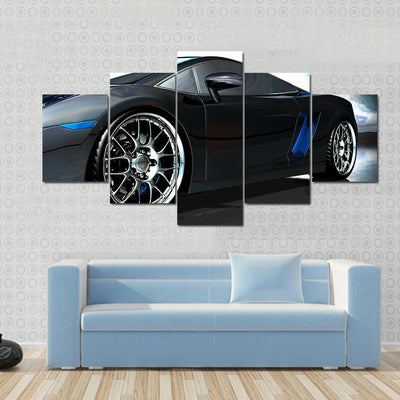 Black Sports Car Canvas Wall Art - Tiaracle