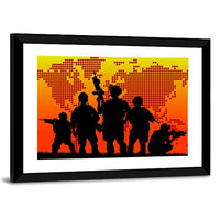 Silhouette of Military Soldiers Canvas Wall Art - Tiaracle