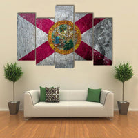 Florida State Flag with Distressed Texture Canvas Wall Art - Tiaracle