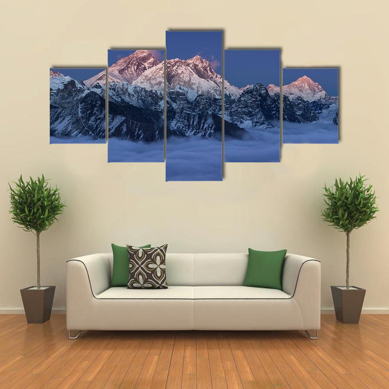 Sunset Over Mount Everest Canvas Wall Art - Tiaracle