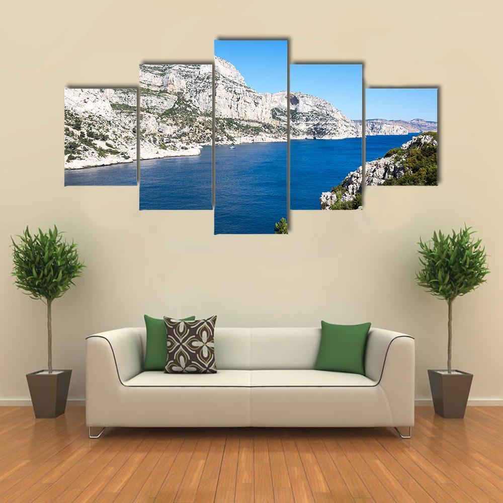 Calanque De Morgiou Coastal Cliffs Canvas Wall Art - Tiaracle
