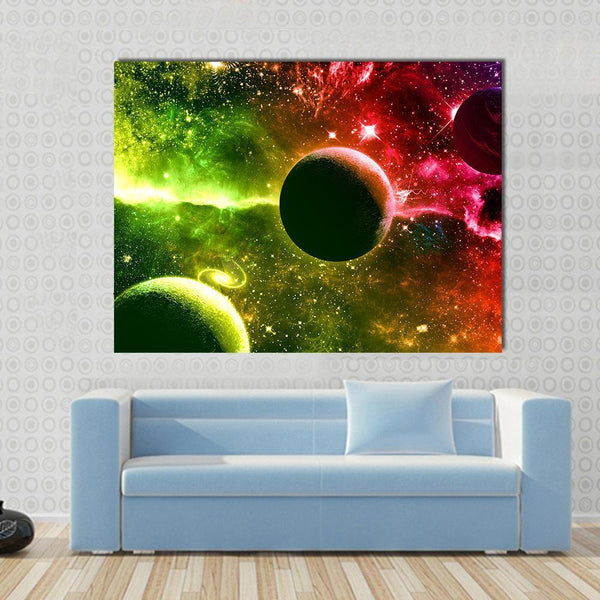 Universe Galaxy Nebula Stars and Planets Canvas Wall Art - Tiaracle