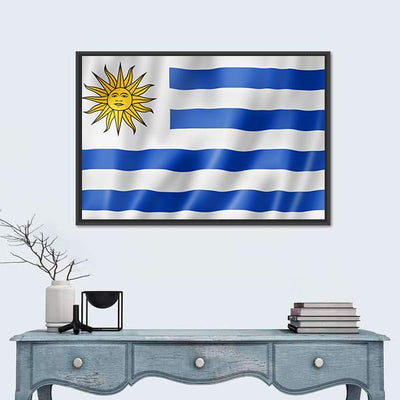 Uruguay Flag On Satin Texture Canvas Wall Art - Tiaracle