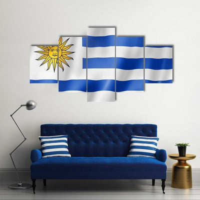 Uruguay Flag with Sun of May Canvas Wall Art - Tiaracle