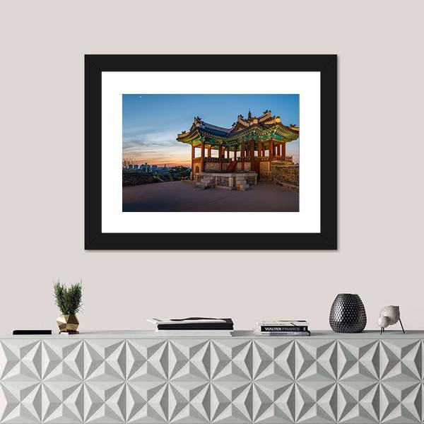 Hwaseong Fortress Watchtower at Sunset Canvas Wall Art - Tiaracle