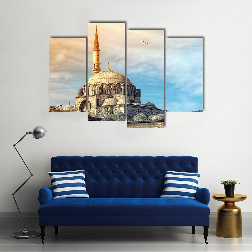 Yeni Cami Mosque at Sunset, Istanbul Canvas Wall Art - Tiaracle